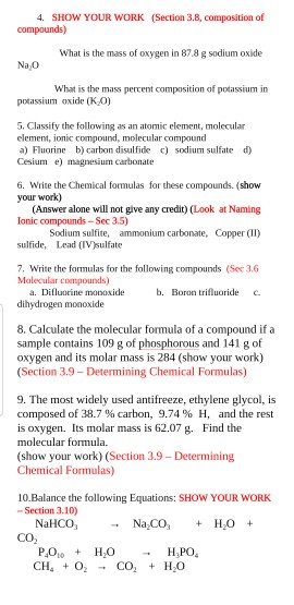 Solved 4. SHOW YOUR WORK (Section 3.8, composition olf What | Chegg.com Solved 4. SHOW YOUR WORK (Section 3.8, composition olf What | Chegg.com