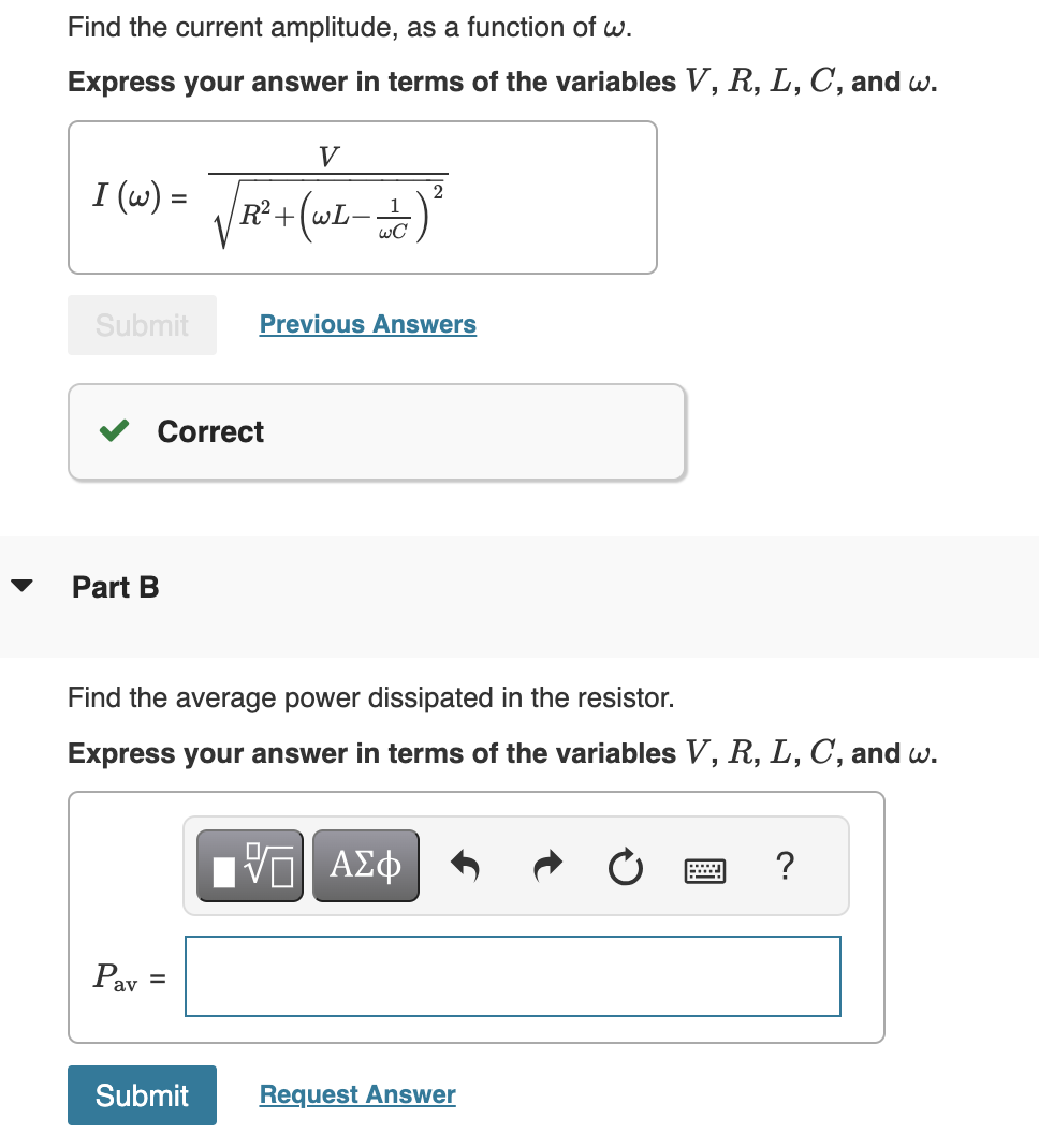 An L -R -C series circuit is connected to an ac | Chegg.com