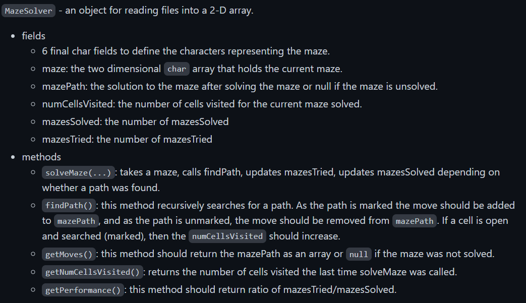 1. MazeSolver - an object that solves a maze as a | Chegg.com