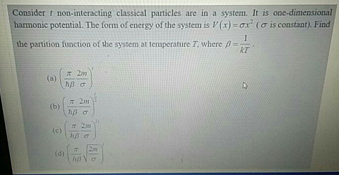 Solved Consider t non-interacting classical particles are in | Chegg.com