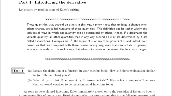 Solved Part 1: Introducing the derivative Let's start by | Chegg.com