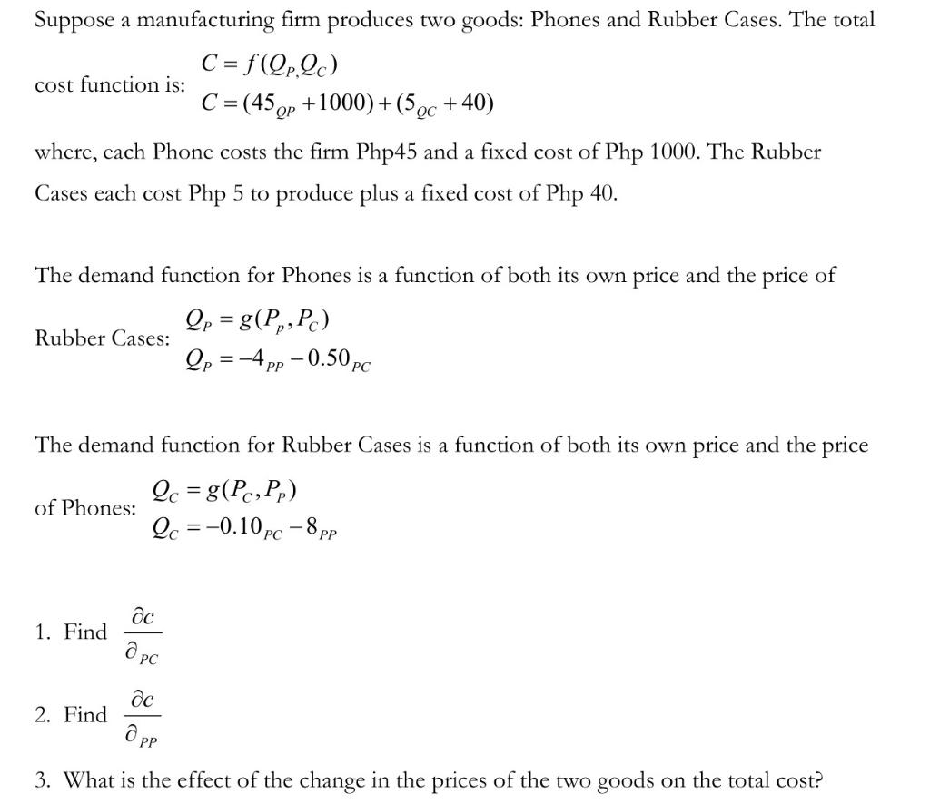 Solved Suppose a manufacturing firm produces two goods: | Chegg.com