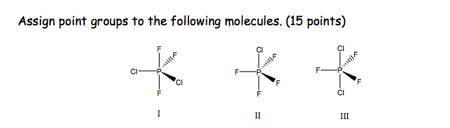 Solved Assign point groups to the following molecules. (15 | Chegg.com