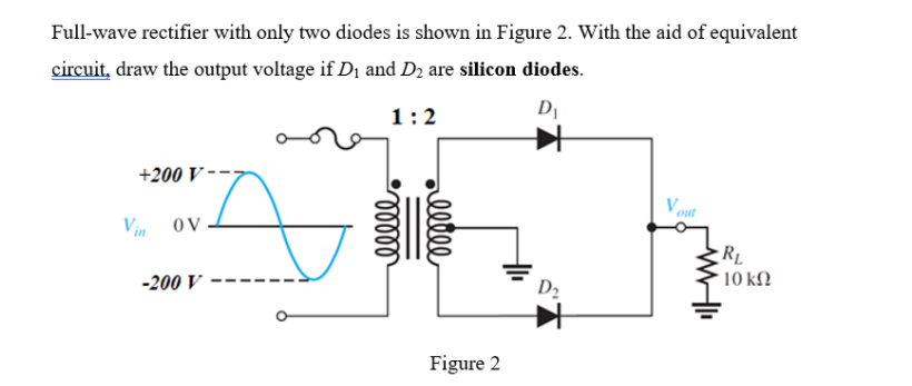 Solved Full-wave rectifier with only two diodes is shown in | Chegg.com
