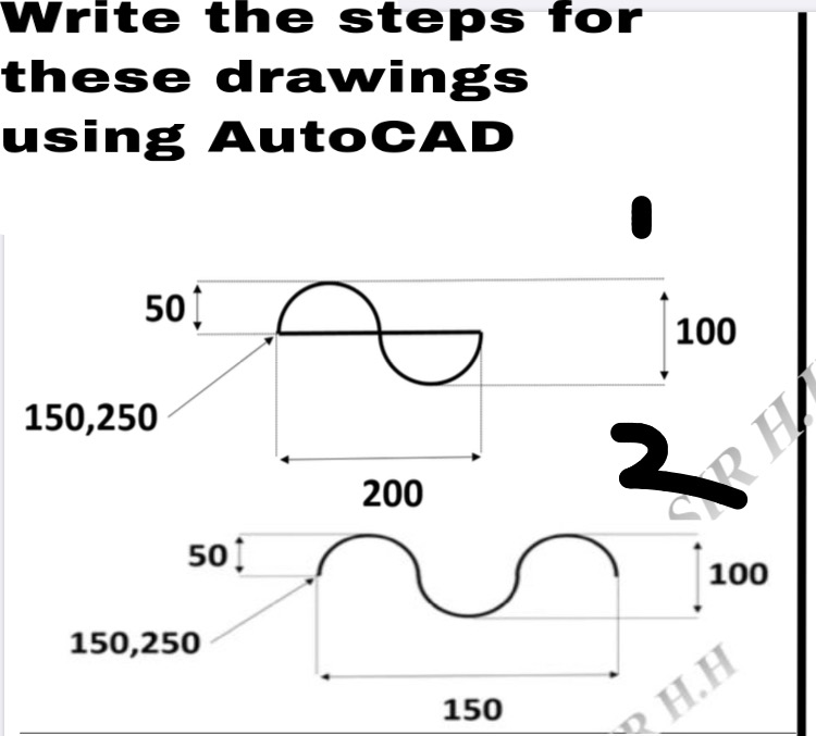 Solved Write the steps for these drawings using AutoCAD 501 | Chegg.com