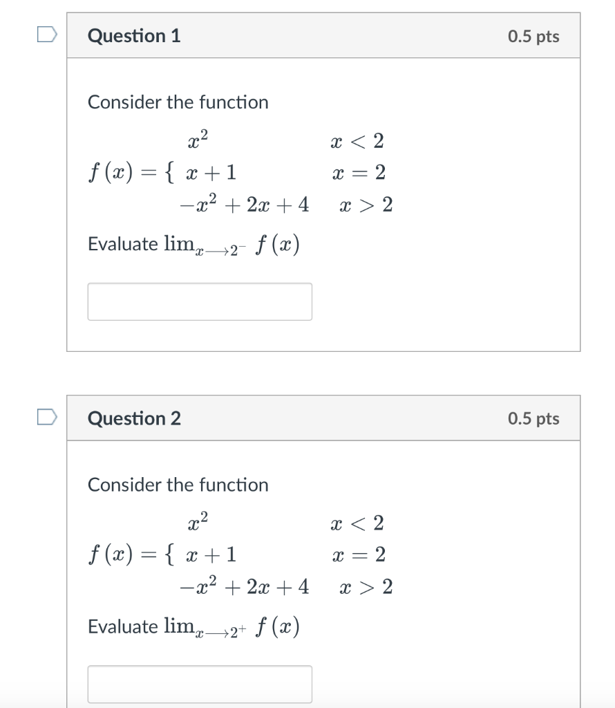 Solved Consider the function f(x)={x+1x2−5x≤1x>1 Evaluate | Chegg.com