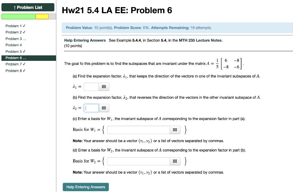 Solved t Problem List Hw21 5.4 LA EE: Problem 6 Problem 1 | Chegg.com