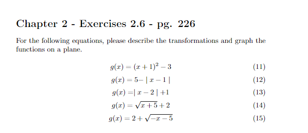 Chapter 2 - Exercises 2.6 - pg. 226 For the following | Chegg.com