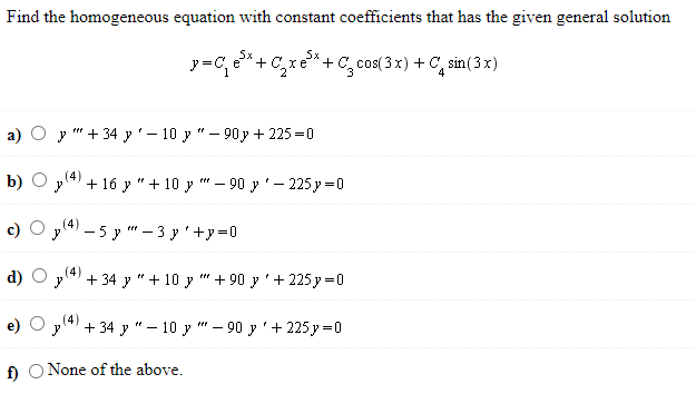 Solved Find the homogeneous equation with constant | Chegg.com