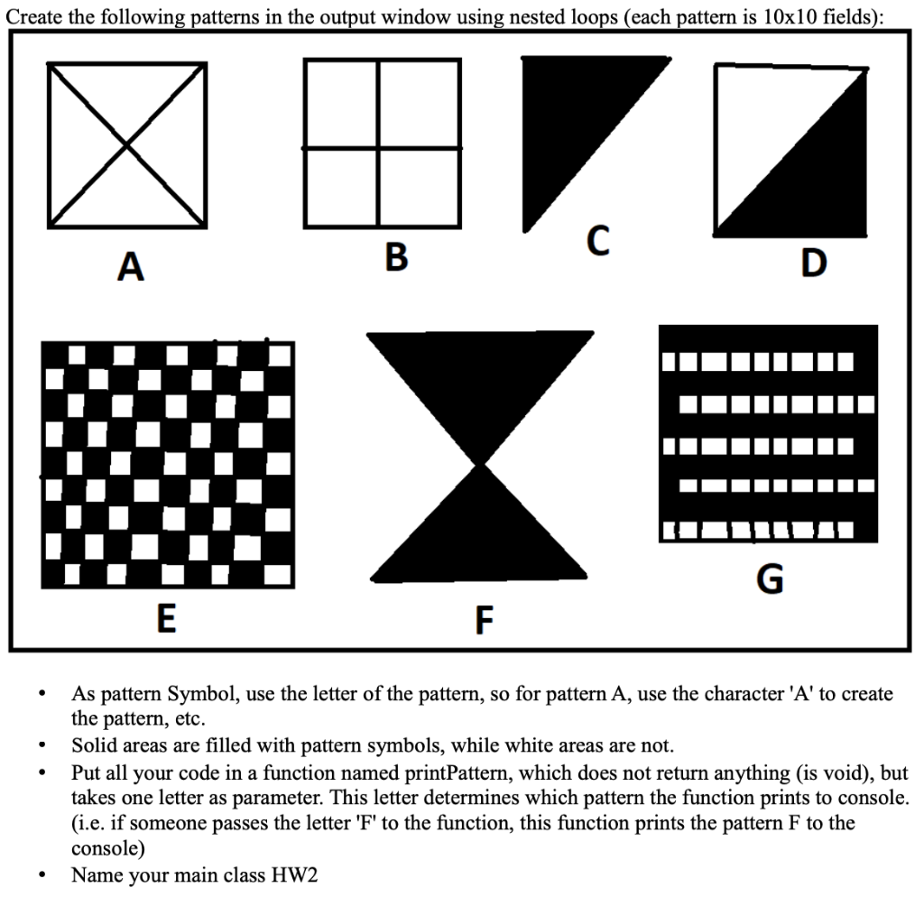 Solved Create the following patterns in the output window | Chegg.com