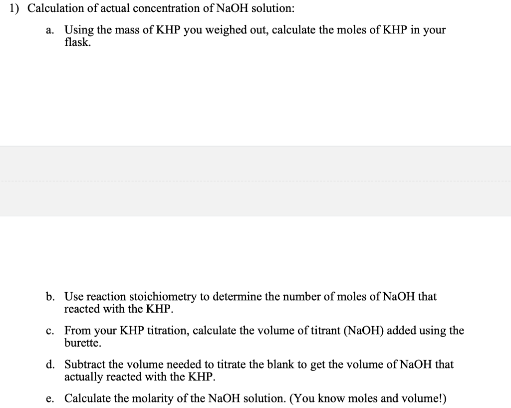 Solved Inital mass of KHP: 0.715 g KHP titration: 35.40 mL | Chegg.com