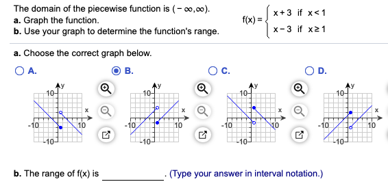 Solved The domain of the piecewise function is (-00,00). a. | Chegg.com