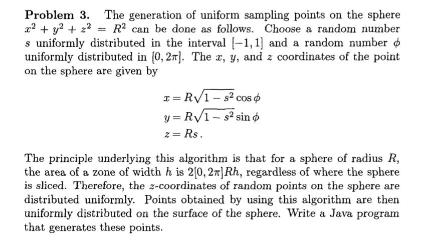 Solved Problem 3. The generation of uniform sampling points | Chegg.com