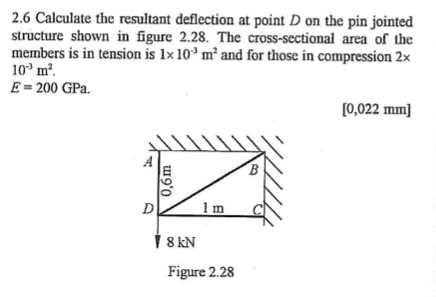 Solved 2.6 Calculate the resultant deflection at point D on | Chegg.com