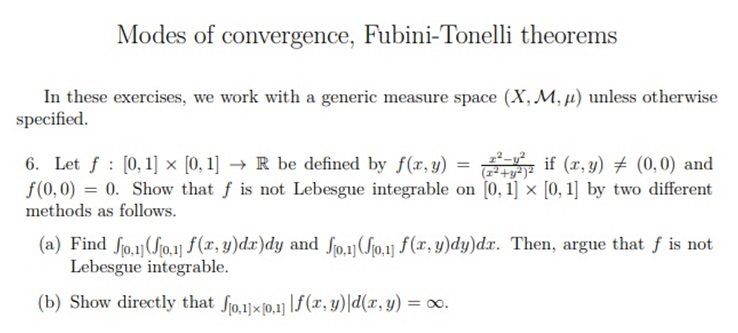 Solved REAL ANALYSIS - FUBINI TONELLI THEOREMS (Do not solve | Chegg.com