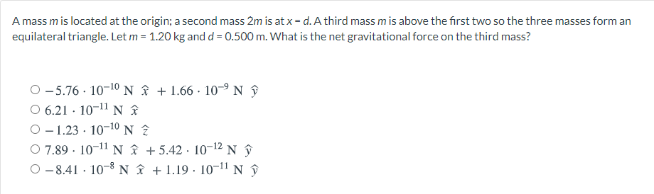 Solved A mass m is located at the origin; a second mass 2m | Chegg.com