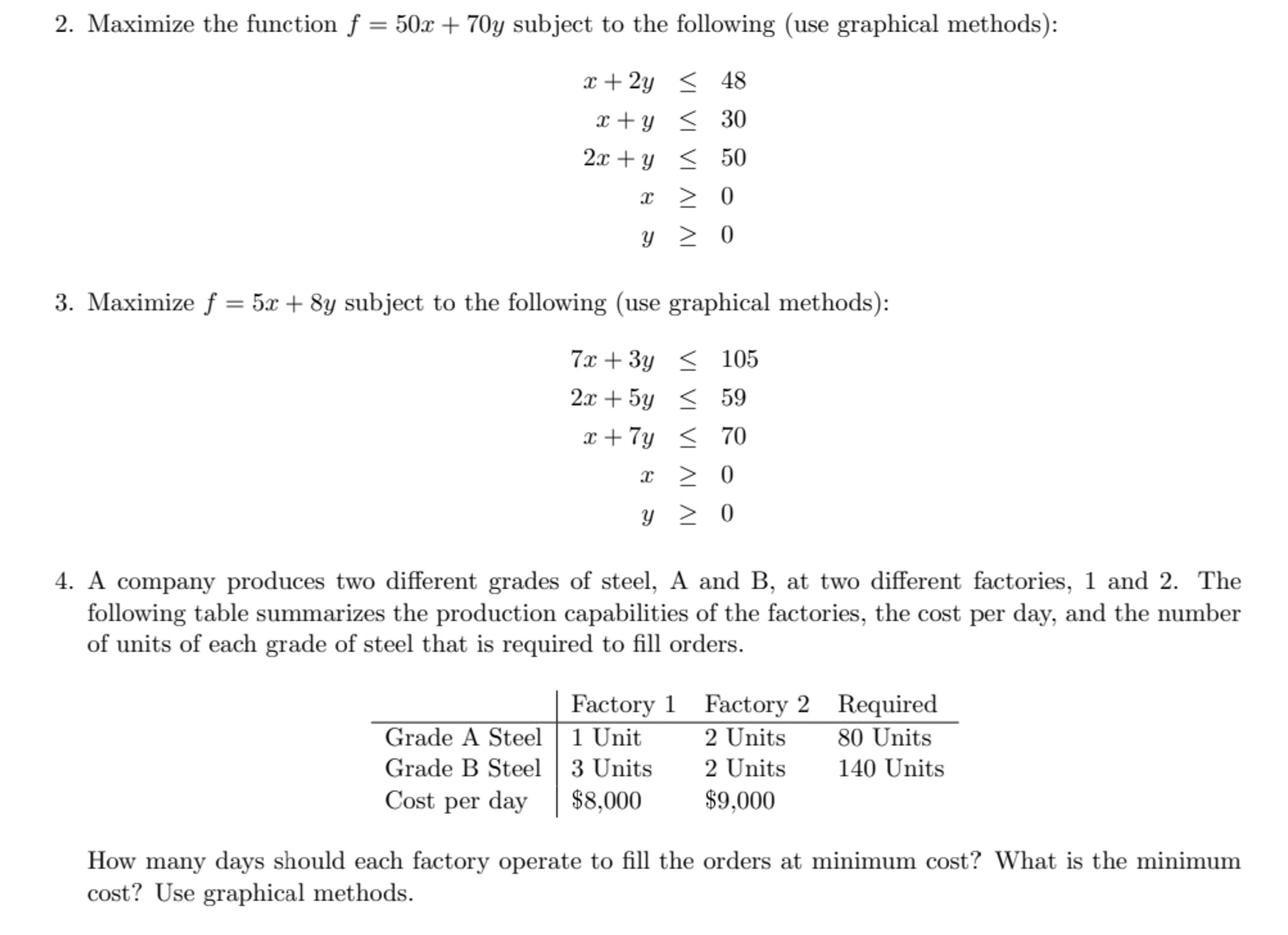 Solved Maximize the function f=50x+70y ﻿subject to the | Chegg.com