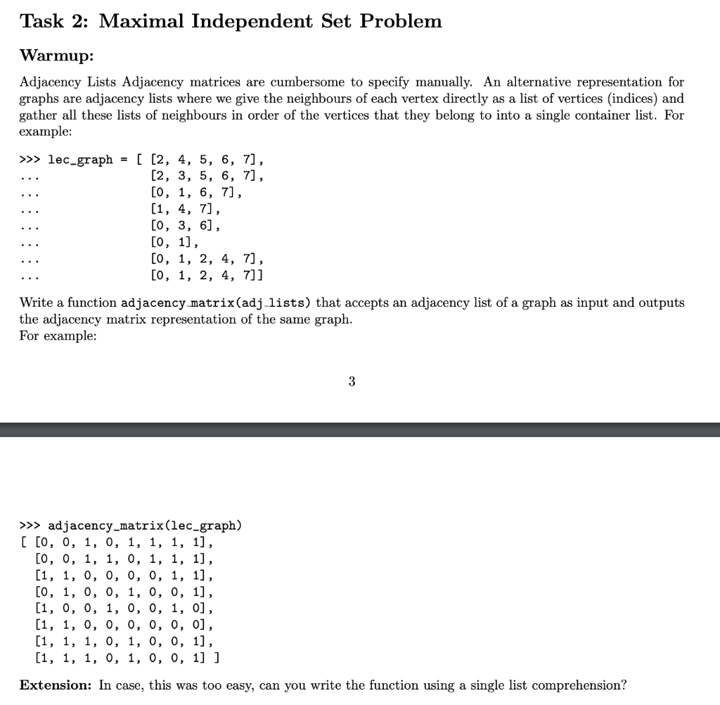 Solved Task 2 Maximal Independent Set Problem Warmup