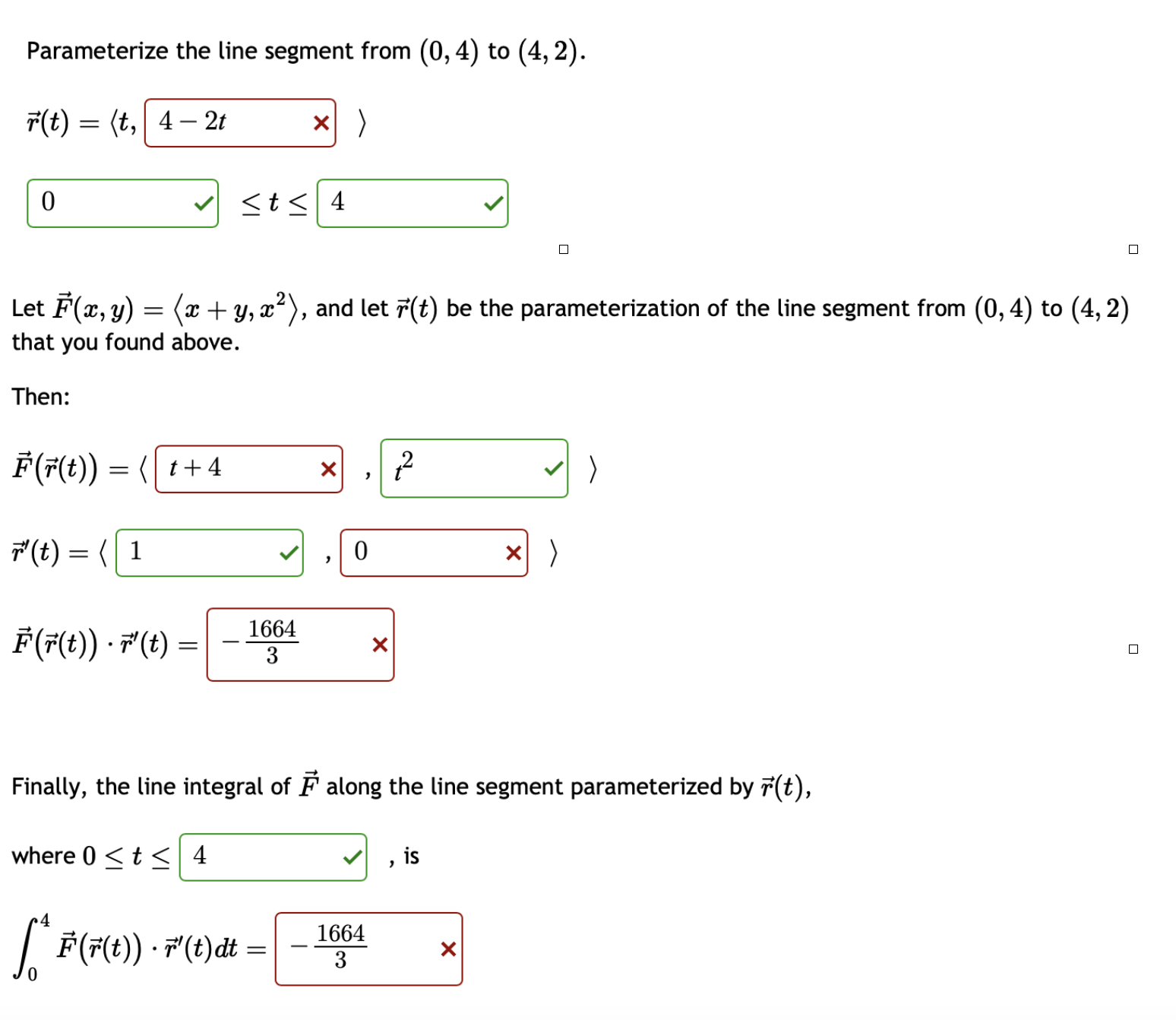 Solved Let vec(F)(x,y)=(:x+y,x2:), ﻿and let vec(r)(t) ﻿be | Chegg.com