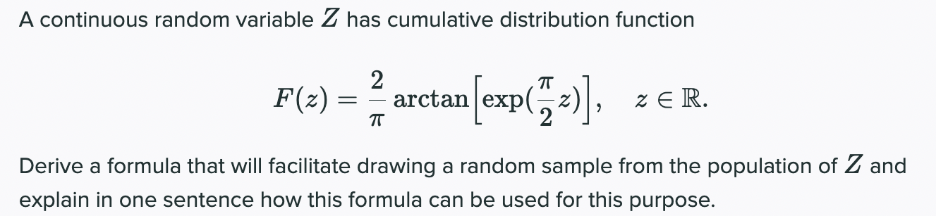 Solved A continuous random variable Z has cumulative | Chegg.com