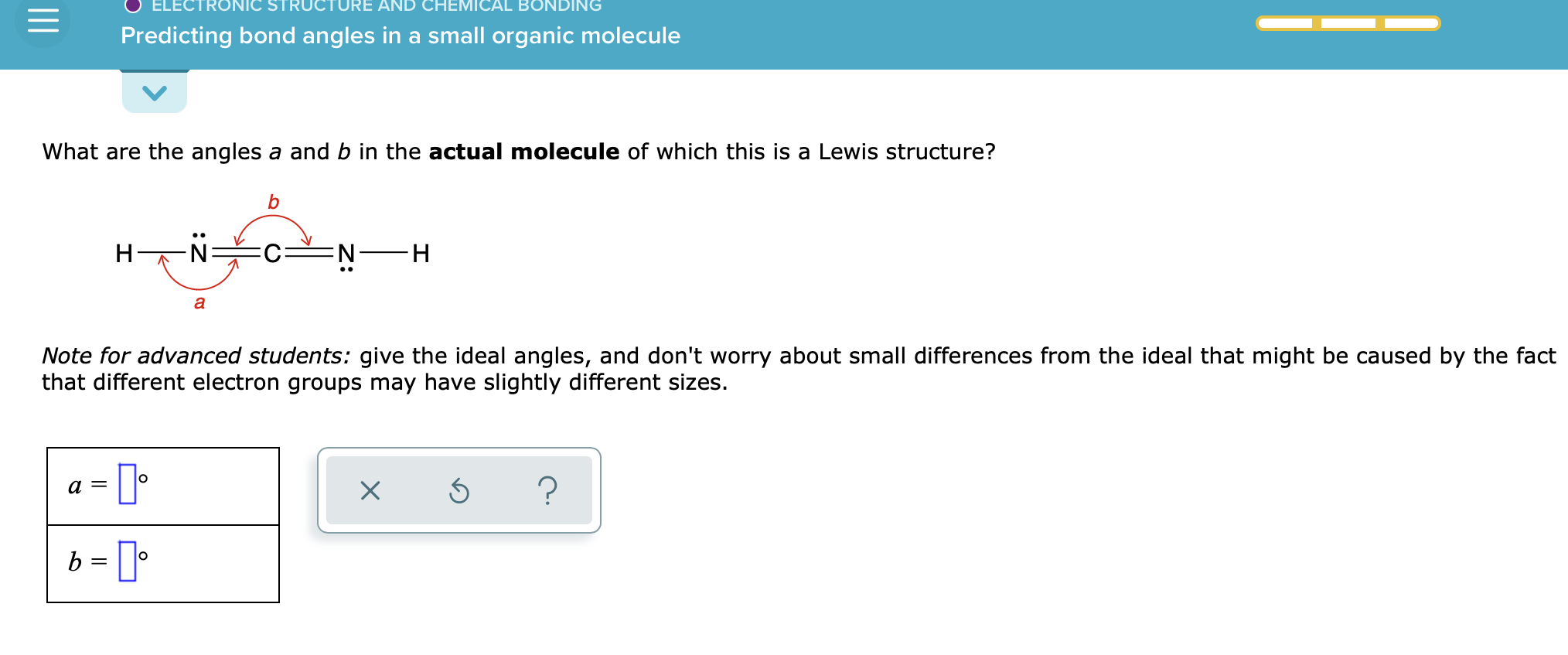 Solved What are the angles a and b in the actual molecule of | Chegg.com