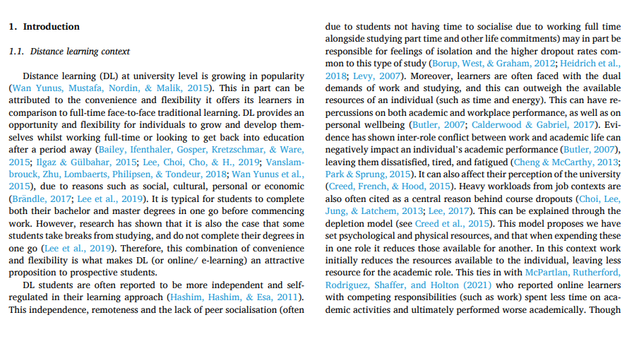Solved Background: Online distance learning at university | Chegg.com