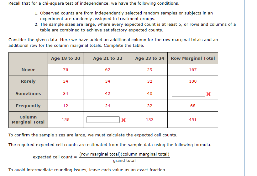 Solved Recall that for a chi-square test of independence, we | Chegg.com