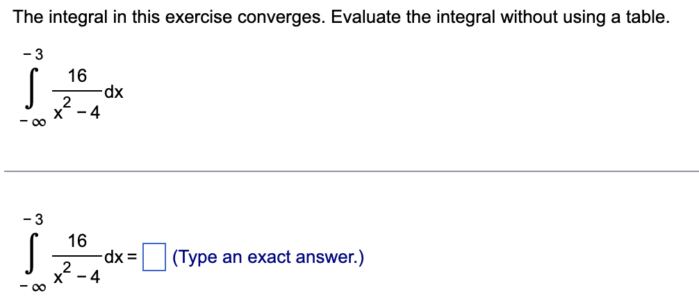 Solved The integral in this exercise converges. Evaluate the | Chegg.com