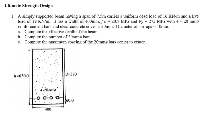 Solved Ultimate Strength Design 1. A simply supported beam | Chegg.com