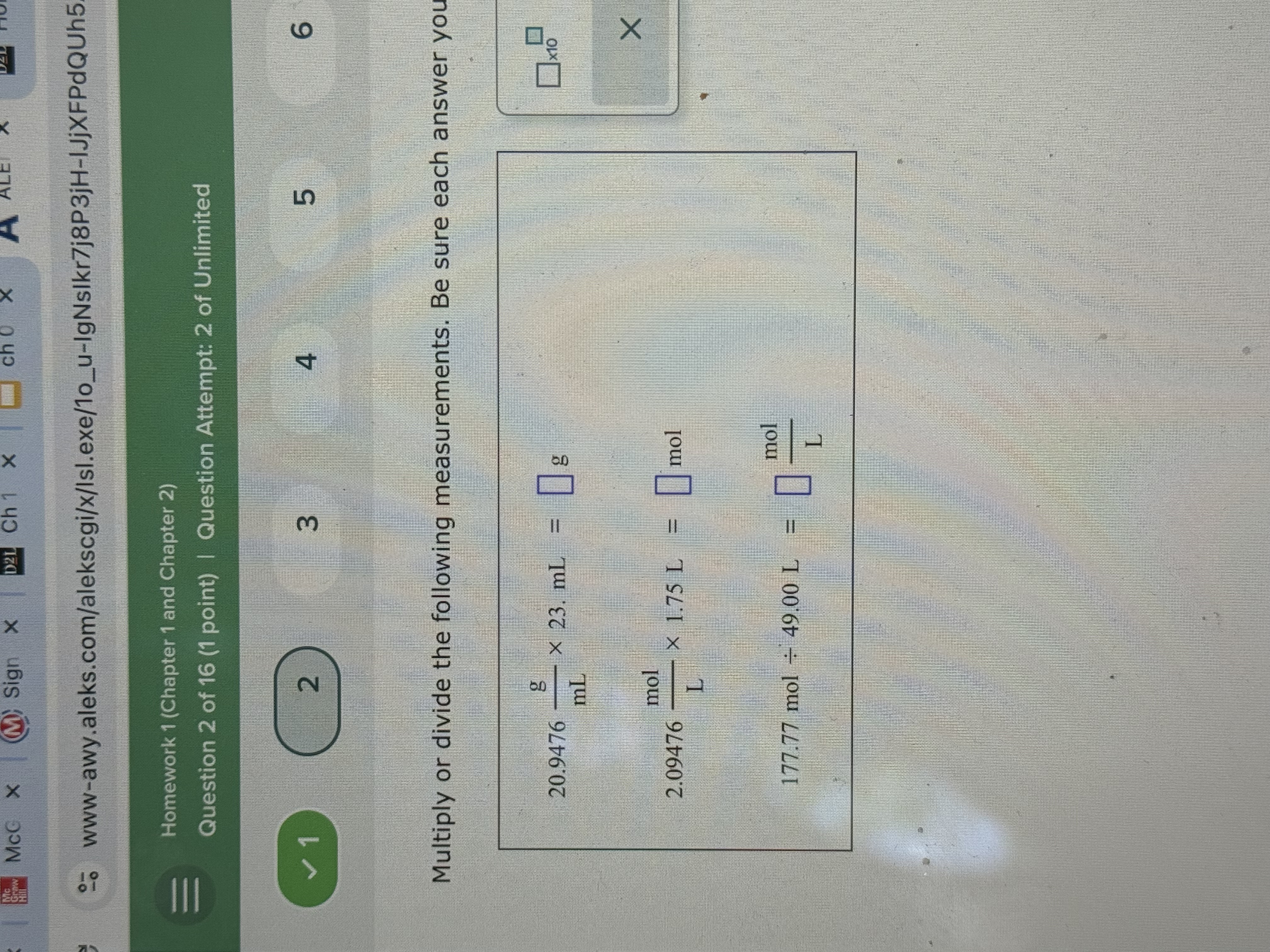 Solved Multiply or divide the following measurements. Be | Chegg.com