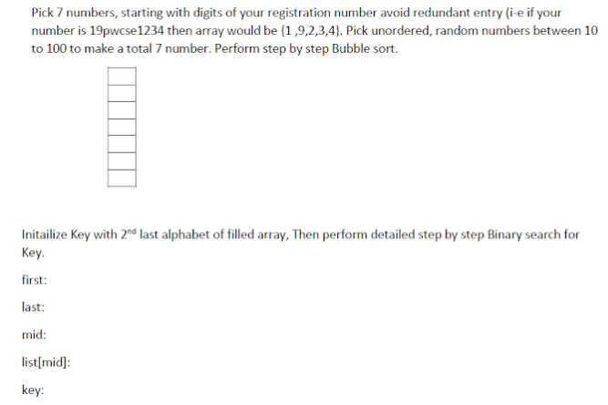 Solved Pick 7 numbers, starting with digits of your | Chegg.com