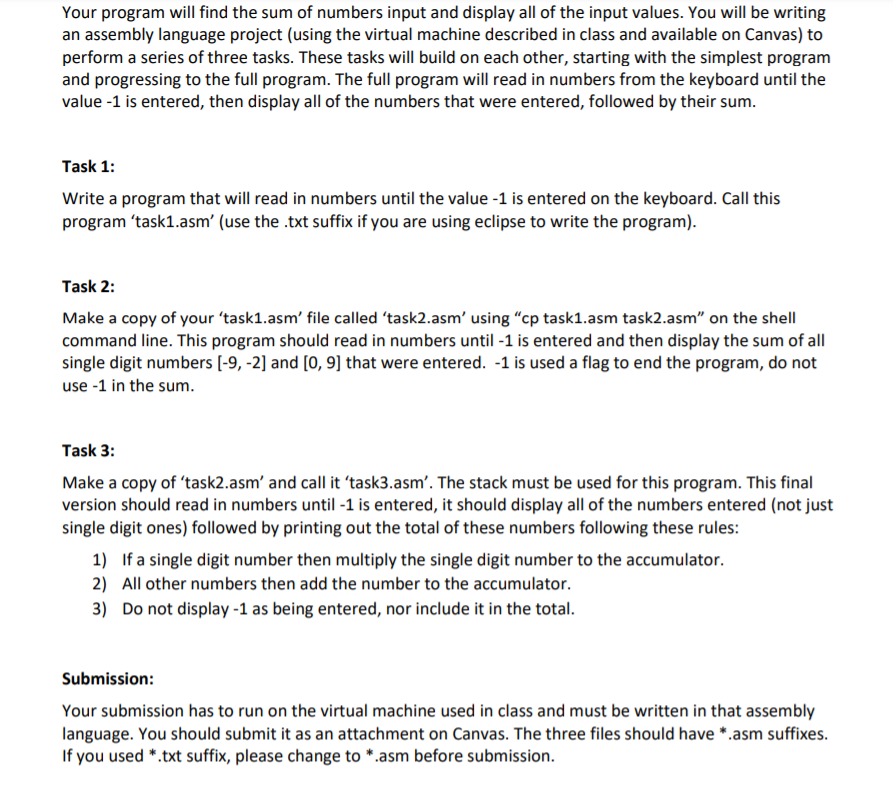Solved Your program will find the sum of numbers input and | Chegg.com