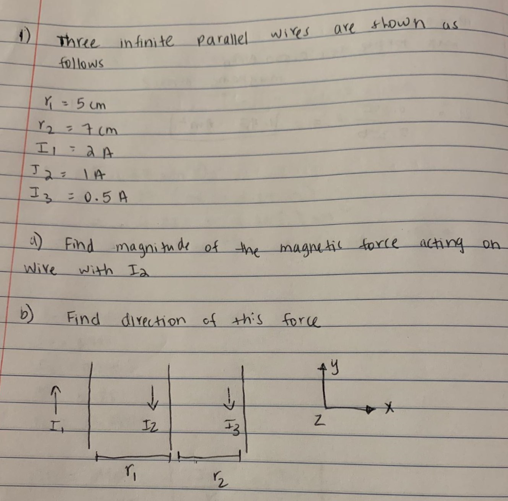 Solved Three infinite parallel wires are shown as | Chegg.com