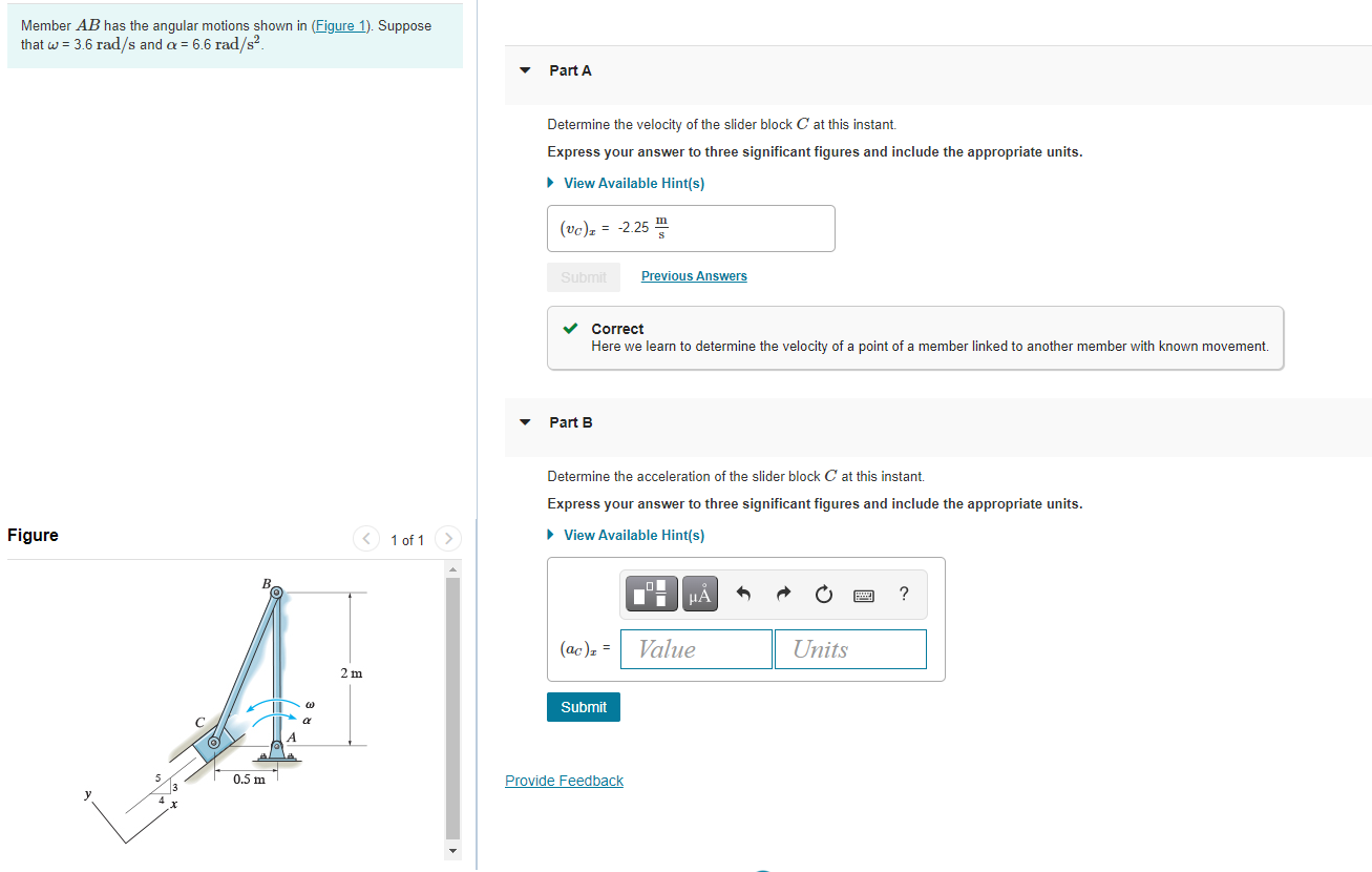Solved Member AB has the angular motions shown in (Figure | Chegg.com