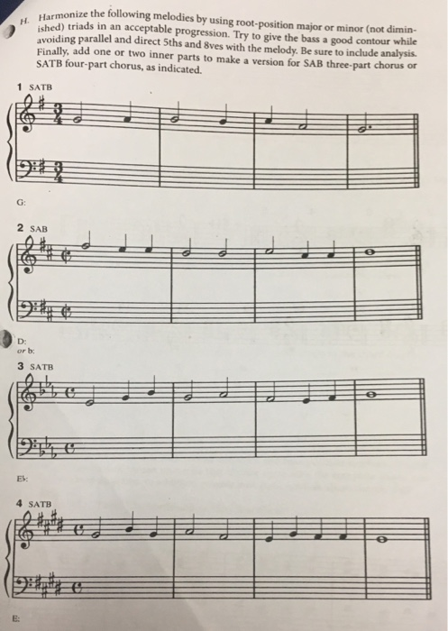 Harmonize the following melodies by using | Chegg.com