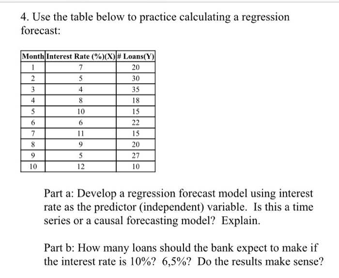 Solved 4. Use the table below to practice calculating a | Chegg.com