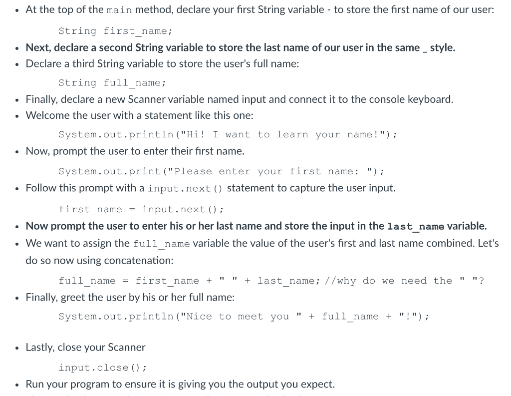 Solved • At the top of the main method, declare your first | Chegg.com
