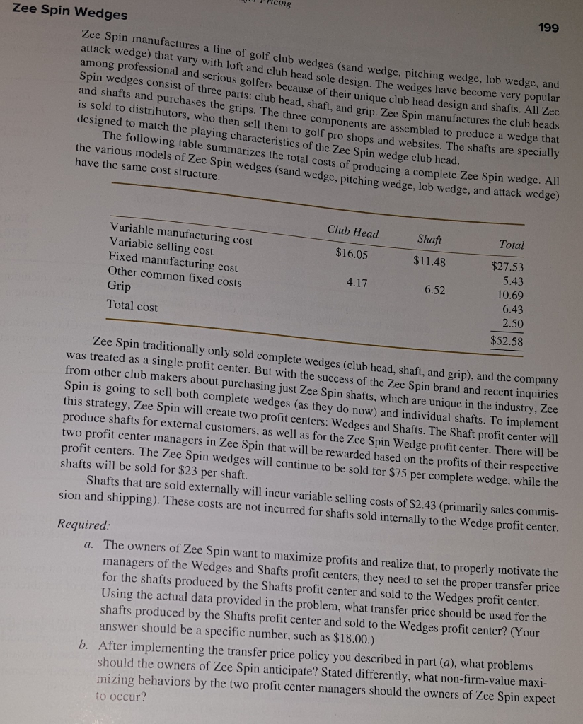 Picing 199 Zee Spin Wedges Zee Spin manu attack | Chegg.com