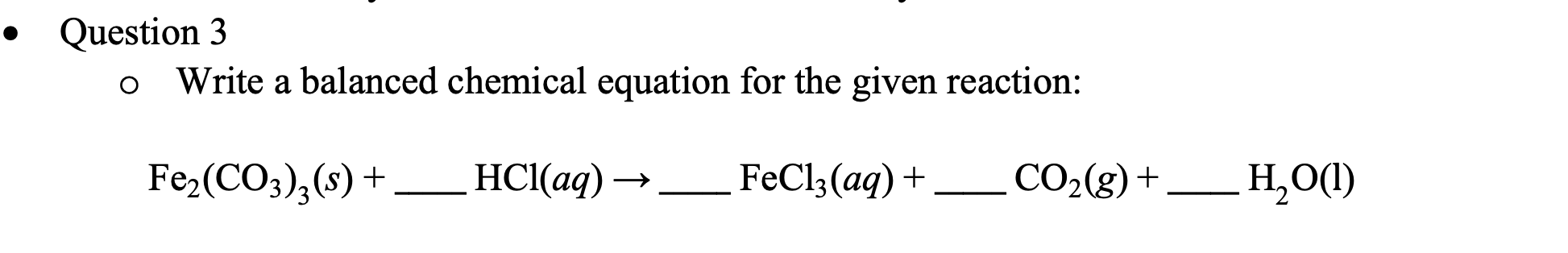 Solved - Write a balanced chemical equation for the given | Chegg.com