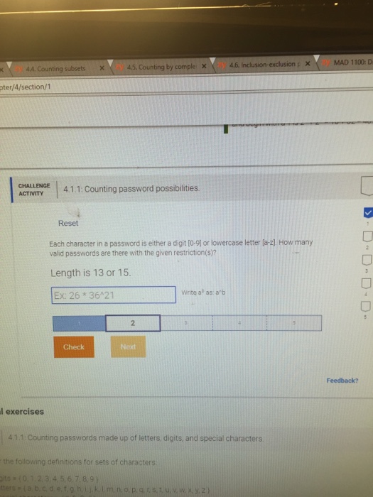Solved 44 Counting subsetsx45. Counting by comple x 46 | Chegg.com