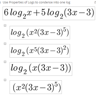 Solved Use Properties of Logs to condense into one log 6 | Chegg.com