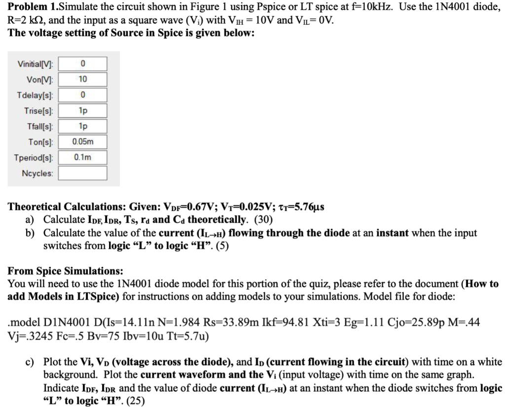 Problem 1.Simulate the circuit shown in Figure 1 | Chegg.com