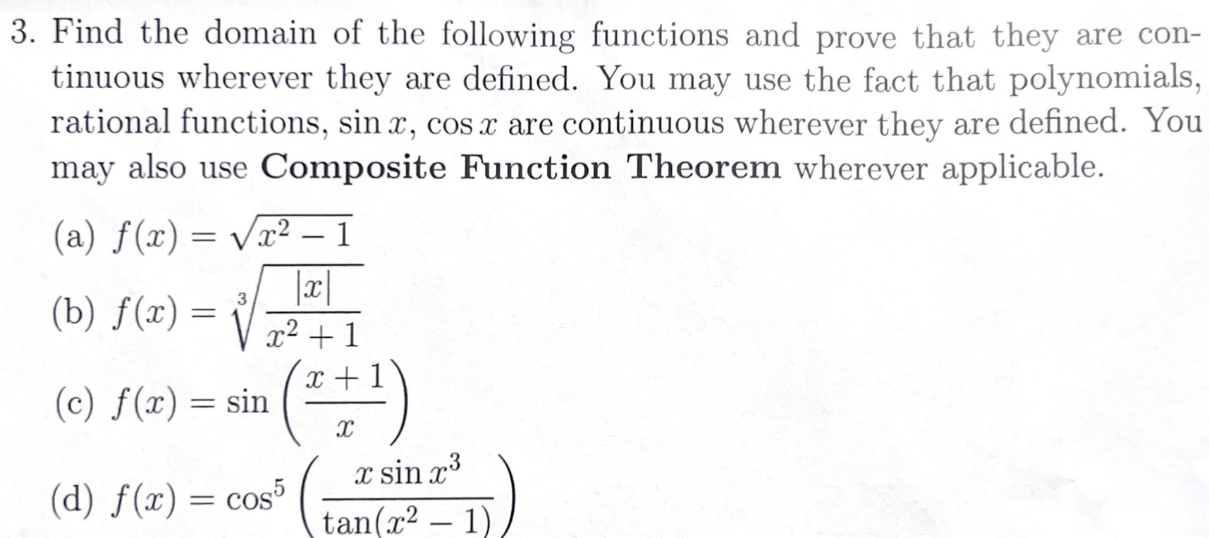 Solved 3. Find the domain of the following functions and | Chegg.com
