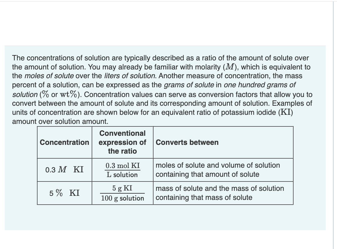 Solved The concentrations of solution are typically | Chegg.com