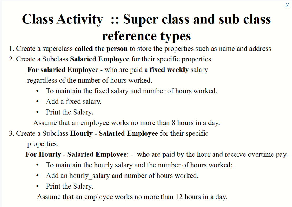Solved 2. Create a Subclass Salaried Employee for their | Chegg.com