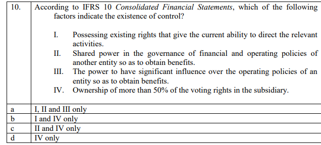 Solved 10. According to IFRS 10 Consolidated Financial | Chegg.com