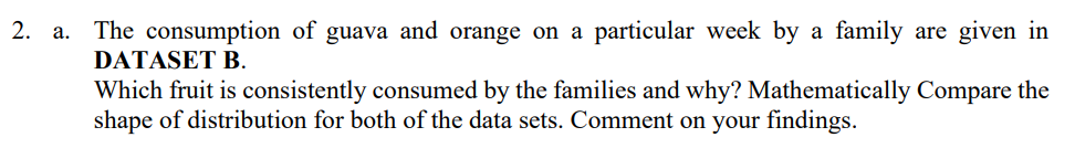 Solved DATASET B Number of guava 7 6 2 7 1 3 5 Number of | Chegg.com