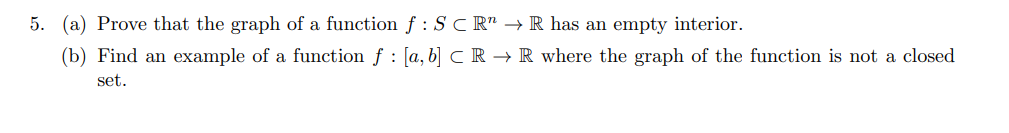 Solved 5. (a) Prove that the graph of a function f:S⊂Rn→R | Chegg.com