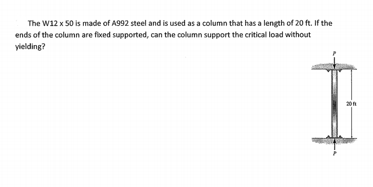 Solved The W12 x 50 is made of 1992 steel and is used as a | Chegg.com
