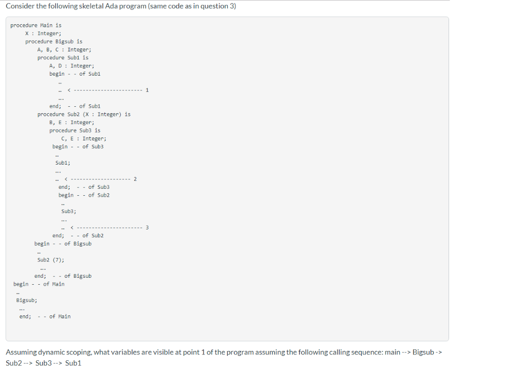 Solved Consider The Following Skeletal Ada Program Same